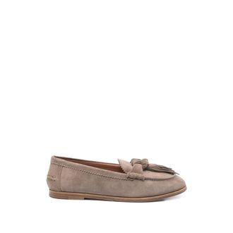 Aquazzura Femme, Chaussures, Gris, Taille: 38 1/2 EU Freddie Suede Flat Mocassin