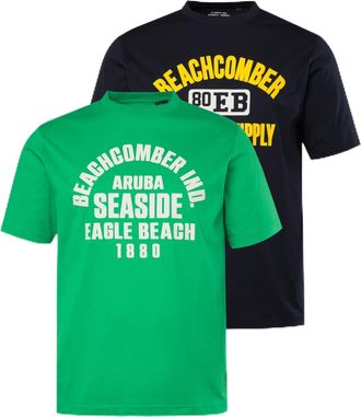 JP1880 Herren gro&szlig;e Gr&ouml;&szlig;en &Uuml;bergr&ouml;&szlig;en Menswear L-8XL T-Shirts im 2er-Pack, Halbarm, Prints, bis 8XL Farn gr&uuml;n XXL 828643454-XXL