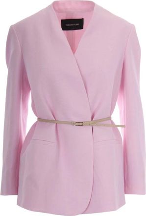 Fabiana Filippi Femme, Vestes, Rose, Taille: 36 FR Fluido di lino e viscosa Cinta in pelle