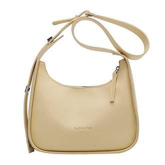 Generic Sacs &agrave; bandouli&egrave;re tendance pour femme en cuir, sac &agrave; main d&eacute;contract&eacute; avec fermeture &eacute;clair, sac tendance sous les bras, jaune, Medium