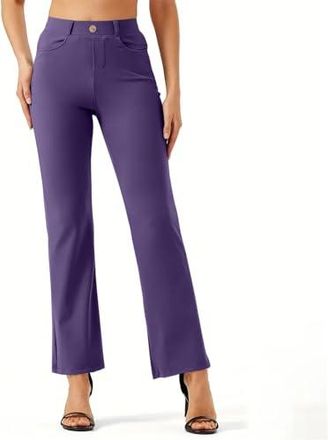 Generic Pantalon habill&eacute; pour femme - Pantalon de travail d&eacute;contract&eacute; - Taille haute - Pantalon de travail d&eacute;contract&eacute;, violet, XXL