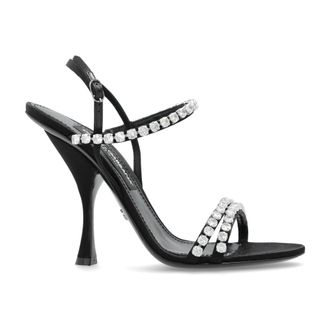 Dolce & Gabbana Sandaletten mit schimmernden Kristallen - - Shoes - Damen - Schwarzk - 36 EU