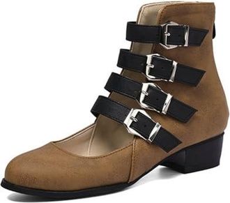 Generic Bottines Mary Jane &agrave; bout rond pour femme avec sangle &agrave; boucle et talons bas style britannique vintage, marron, 40.5 EU