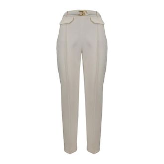 Elisabetta Franchi Femme, Pantalons, Blanc, Taille: 44 FR Pantalon Femme Fermeture Éclair, Crochet