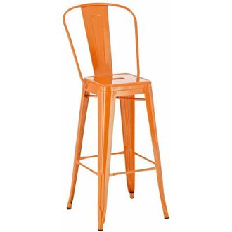 Clp Tabouret de design industriel avec dossier m&eacute;tallique diverses couleurs disponibles colore : Orange