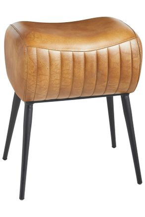 Landscape Hocker, Braun, Schwarz, Metall, Leder, Echtleder, 40x50x30 cm, Wohnzimmer, Hocker, Sitzhocker