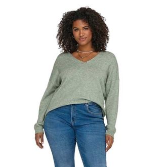 Only Carmakoma Carmargareta Ls KNT Noos Pull pour Femme, Basil/Détail : mélangé, 50-52 Grande Taille