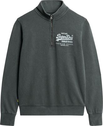 Superdry Herren Sweatshirt mit Grafik und Halbrei&szlig;verschluss Verwaschenes Schwarz XXXL