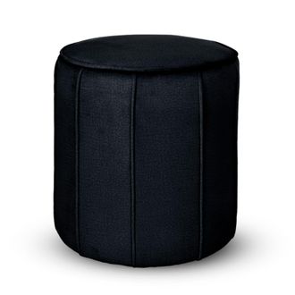 MG Design Runder Sitzhocker 42 x 45,5 cm in Marineblau mit Ziern&auml;hten - Gepolsterter Polsterhocker mit F&uuml;&szlig;en f&uuml;r Wohnzimmer oder Schlafzimmer