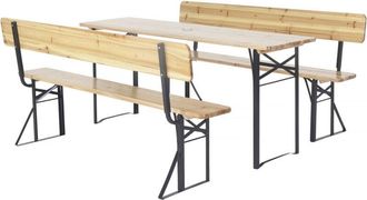 Habitat et Jardin Gartenm&ouml;bel-Set Lisbonne aus Holz mit R&uuml;ckenlehne - 180 cm - Braun