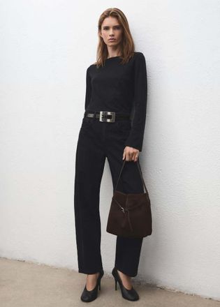 Mango Sac seau daim boucle chocolat - Femme - Taille unique - MANGO