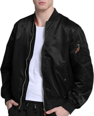 Onsoyours Hommes Blousons Bomber dhiver Vestes De Baseball Veste Chaude à Zippé Cargo Veste de Moto Coupe Vent Militaire Manteaux avec Poches A Noir XL
