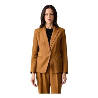 Benetton Blazer en lin - Femme - Vestes - Brun - Taille: 40 FR