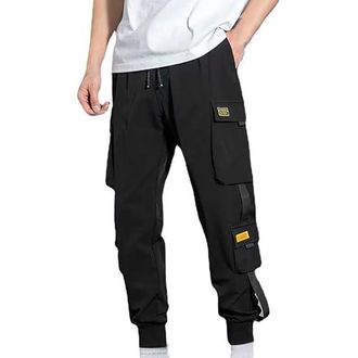 Generic Pantalon cargo pour homme et legging dautomne ample fonctionnel d&eacute;contract&eacute; grande taille avec poches pour lext&eacute;rieur, la randonn&eacute;e, le travail, Noir,