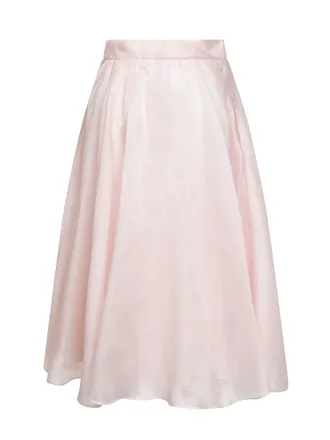 Max Mara Womens Midi Full Skirt Pink Silk Organza