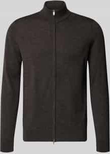 Profuomo Regular Fit Strickjacke aus reiner Baumwolle mit Stehkragen