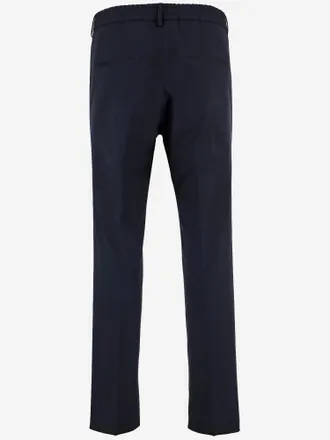 Tagliatore Mens Pants Stretch Cotton Navy Trousers