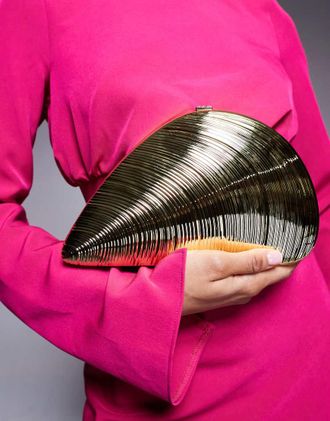 True Decadence Pochette coquillage textur&eacute;e - Dor&eacute;