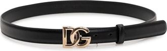 Dolce & Gabbana Femme, Accessoires, Noir, Taille: 95 CM Ceinture en cuir de veau avec boucle logo en m&eacute;tal