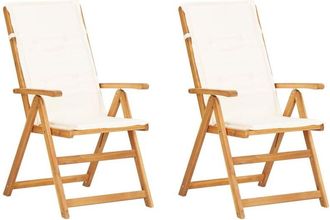 vidaXL Vidaxl - Lot de 2 chaises inclinables en bois dacacia massif - 5 positions dinclinaison - Pliable - Accoudoirs - Charge max 110 kg