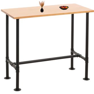 Mendler Bartisch HWC-N21, Thekentisch Bistrotisch, Fu&szlig;ablage Industrial Metall Massiv-Holz Kiefer 108x120x61cm - Natur