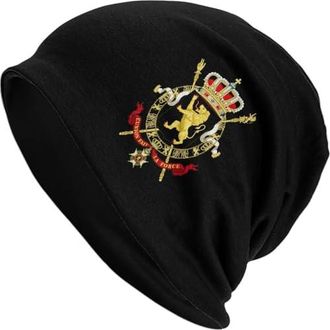 Generic Revers Bonnet Armoiries De La Belgique Respirant Beanie Tricoté Confortable Skull Casquette pour Femme Ski