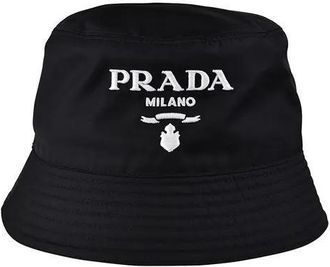 Prada Caps & M&uuml;tzen - Classic Bucket Hat In Re-Nylon With Embroidered Lo - Gr. M - in Schwarz - f&uuml;r Damen