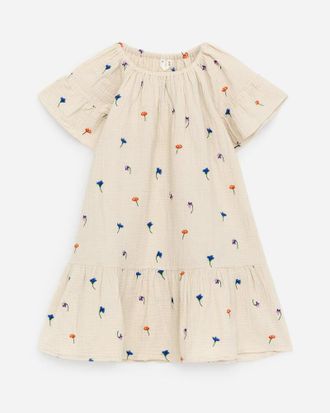 Arket Besticktes Volantkleid -Wei&szlig;