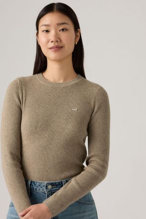 Levi's Pull Over Col Rond Maille Côtelée - Femme - Marron / Taupe Grey Heather Bros B2371 Rib - XS