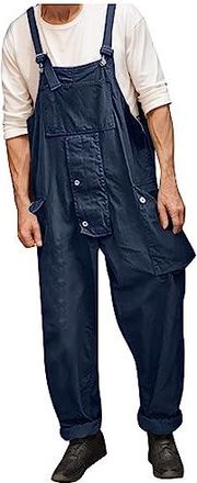 Generic Salopette surdimensionn&eacute;e de couleur unie pour homme, coupe d&eacute;contract&eacute;e, confortable, tendance, durable, pantalon l&eacute;ger et respirant avec plusieurs p