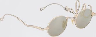 Chlo&eacute; Runde Sonnenbrille von aus goldfarbenem Metall mit Rauchglas und Schriftzug-Logo