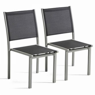 Oviala Oviala - Lot de 2 chaises de jardin en aluminium et textil&egrave;ne gris