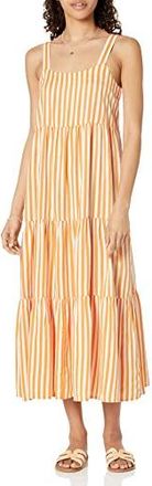 The Drop Britt Tiered Maxi Tent Dress pour Femme, Rayures Oranges, XS