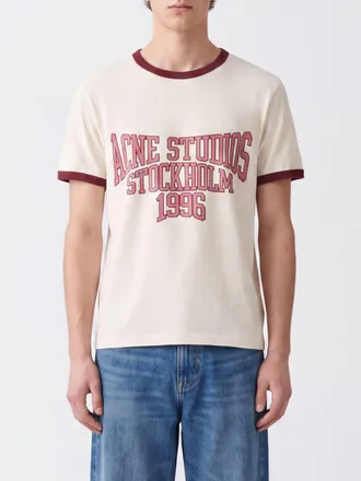 Acne Studios T-shirt &agrave; manches courtes en pur coton avec logo contrastant