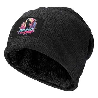 Ahdyr Bonnet en Maille gaufr&eacute;e, Polaire, Chaud, pour lhiver, Noir, pour Hommes et Femmes