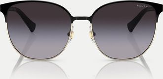 Ralph Lauren Ra4140 - Runde Sonnenbrille in gl&auml;nzendem Blassgold mit braunen Gl&auml;sern-Goldfarben