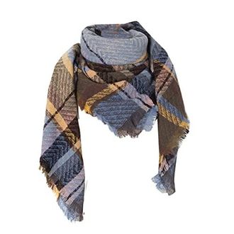 Generic DAaomi &eacute;charpe Triangle Femme Homme Hiver Chaud &eacute;l&eacute;gant Foulard Triangle &agrave; Carreaux Chic Grande Taille &eacute;tole Wraps Classique &eacute;charpe Cape Souple Chaud