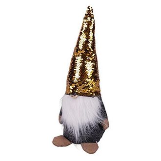 Villa D'Este Home Tivoli Weihnachtswichtel, H&ouml;he 35 cm, Hut mit Pailletten, Gold, Xmas Trendy