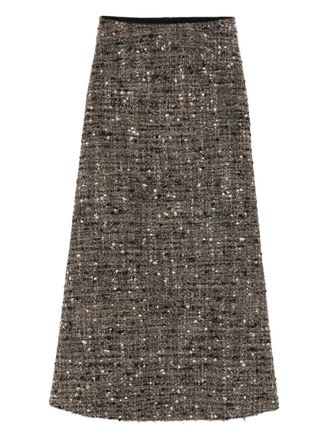 Giambattista Valli jupe mi-longue volantée en tweed - Gris