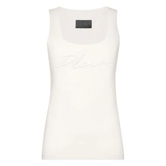 Philipp Plein Femme, Tops, Beige, Taille: 44 FR Tank Top Signature