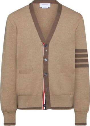 Thom Browne Homme, Pulls, Beige, Taille: M Milano Stitch 4 Bar Cardigan