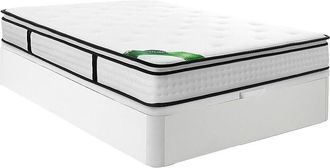 Vente-Unique Set 140 x 190 cm - Bettkasten Wei&szlig; + Taschenfederkernmatratze 7 Zonen mit integriertem Topper und Bambusbezug 23 cm - TAREVO von NATUREA