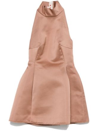 Marni robe courte en satin duchesse - Marron
