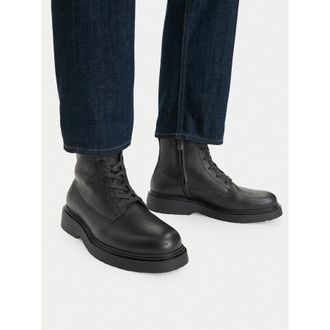 Calvin Klein Schn&uuml;rschuhe Calvin Klein Combat Ess Lace Up Zip Boot Lth YM0YM01373 Schwarz