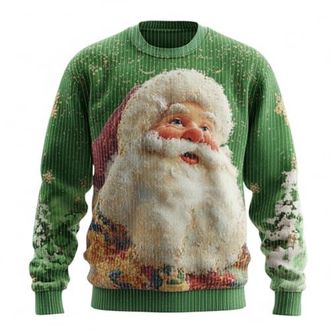 Generic Pull de No&euml;l pour homme - Col rond amusant - Pull en tricot - Pull de No&euml;l d&eacute;contract&eacute; - Pull dhiver classique pour homme, 2-b - Vert, 3XL
