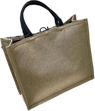 UPKOCH Paquet Fourre-tout En Lin Et Toile De Jute L&eacute;ger R&eacute;sistant Pour Femmes Paquet &agrave; Main De Courses Grand Format Usage Quotidien Loisirs Ext&eacute;rieur Kaki