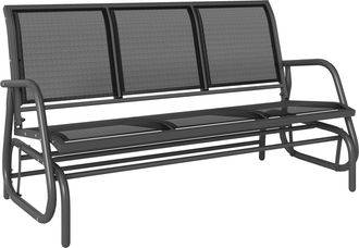 OUTSUNNY 3-Sitzer Schaukelstuhl Gartenbank mit Schaukelmechanismus Gartenschaukel Sitzbank aus Metall Parkbank bis 300 kg belastbar Gartenmöbel für Garten, Ter