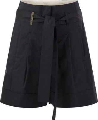 PESERICO Femme, Shorts, Bleu, Taille: 40 FR Short &agrave; Pinces en Coton Stretch