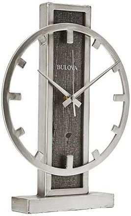 Bulova B1864 Streak Tischuhr, antiker Silberton, 2,63 x 12 x 16 cm