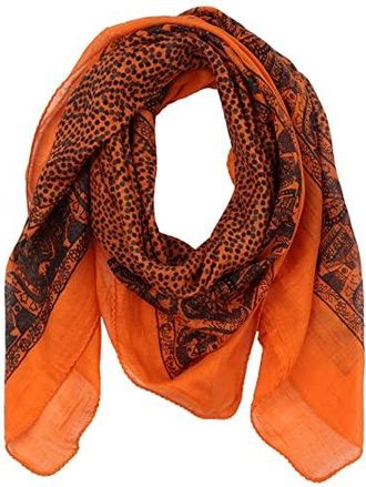 Freak Scene Echarpe en coton - éléphant - orange - bleu-noir - tissu carré